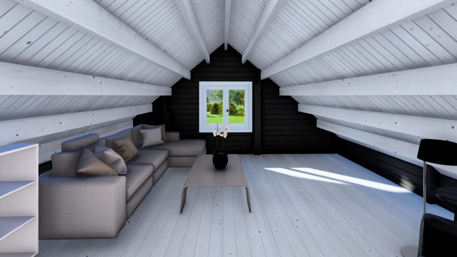 Chalet Frankrijk 1030x610 cm - grijs geïmpregneerd met wit gespoten ramen en deuren | Van Kooten