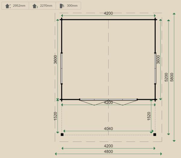 Lugarde B60 tuinhuis B60 420x520 cm 44 mm vuren blank | Van Kooten