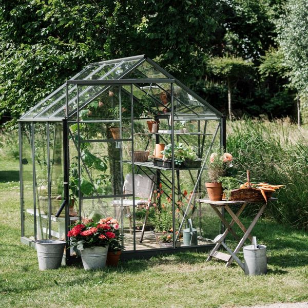 Royal Well Kate I aluminium tuinkas 192x192 cm groengrijs | Van Kooten