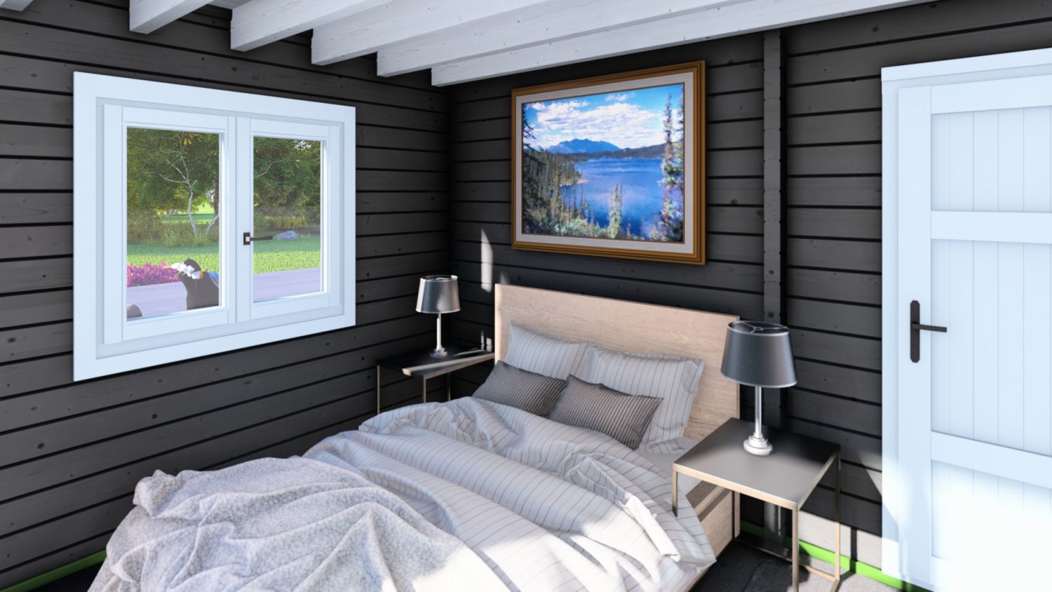 Chalet Frankrijk 1030x610 cm - grijs geïmpregneerd met wit gespoten ramen en deuren | Van Kooten